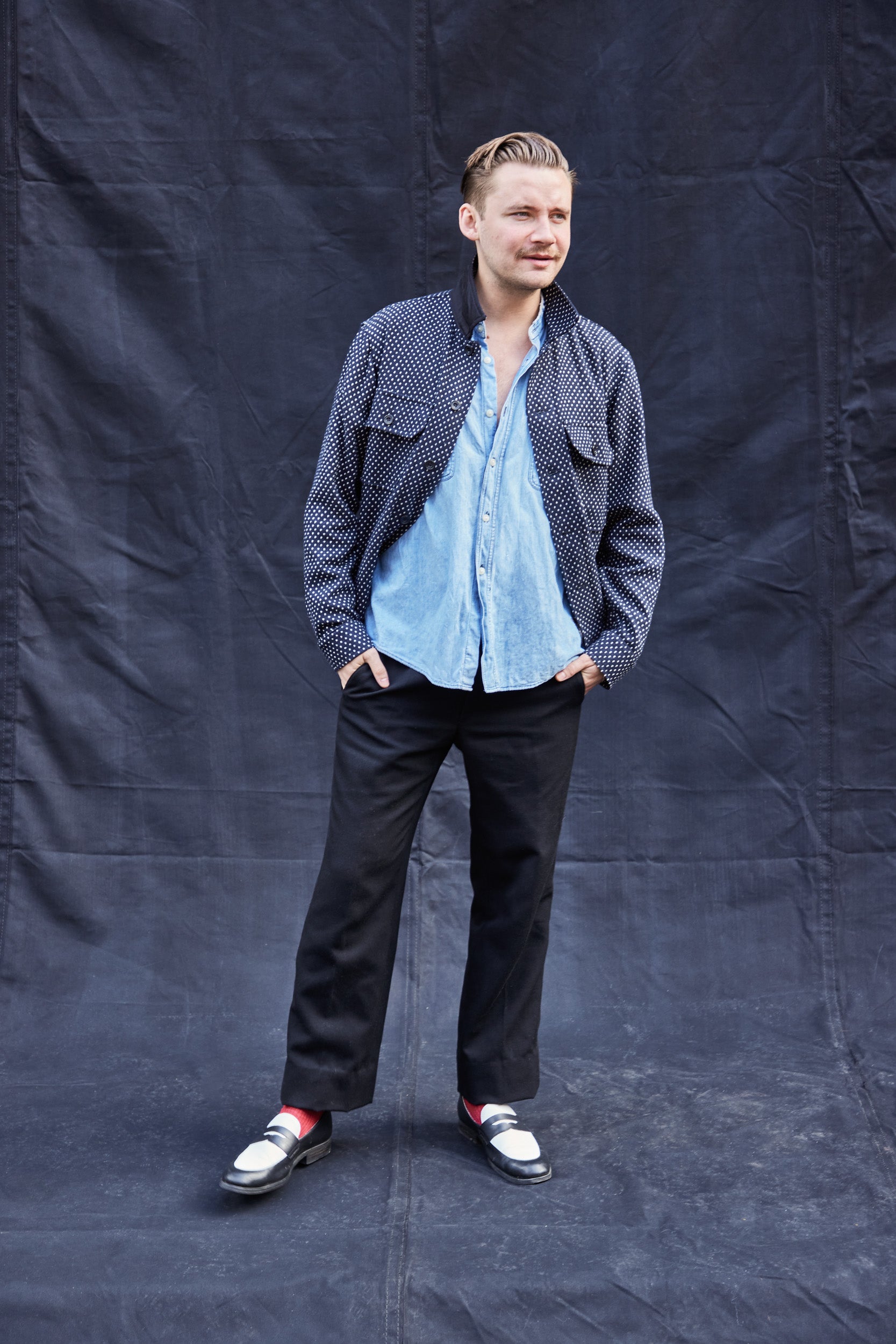 Wool Workshirt with Navy Dot – STUART TREVOR