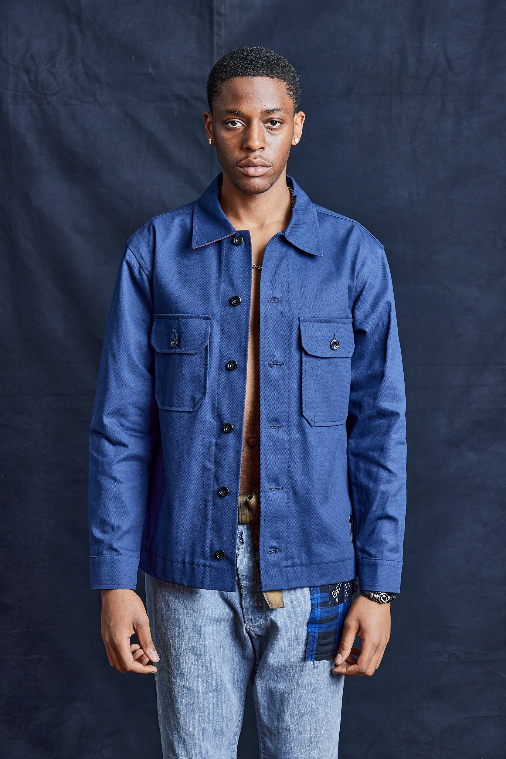 Cotton Workshirt in Navy Blue – STUART TREVOR