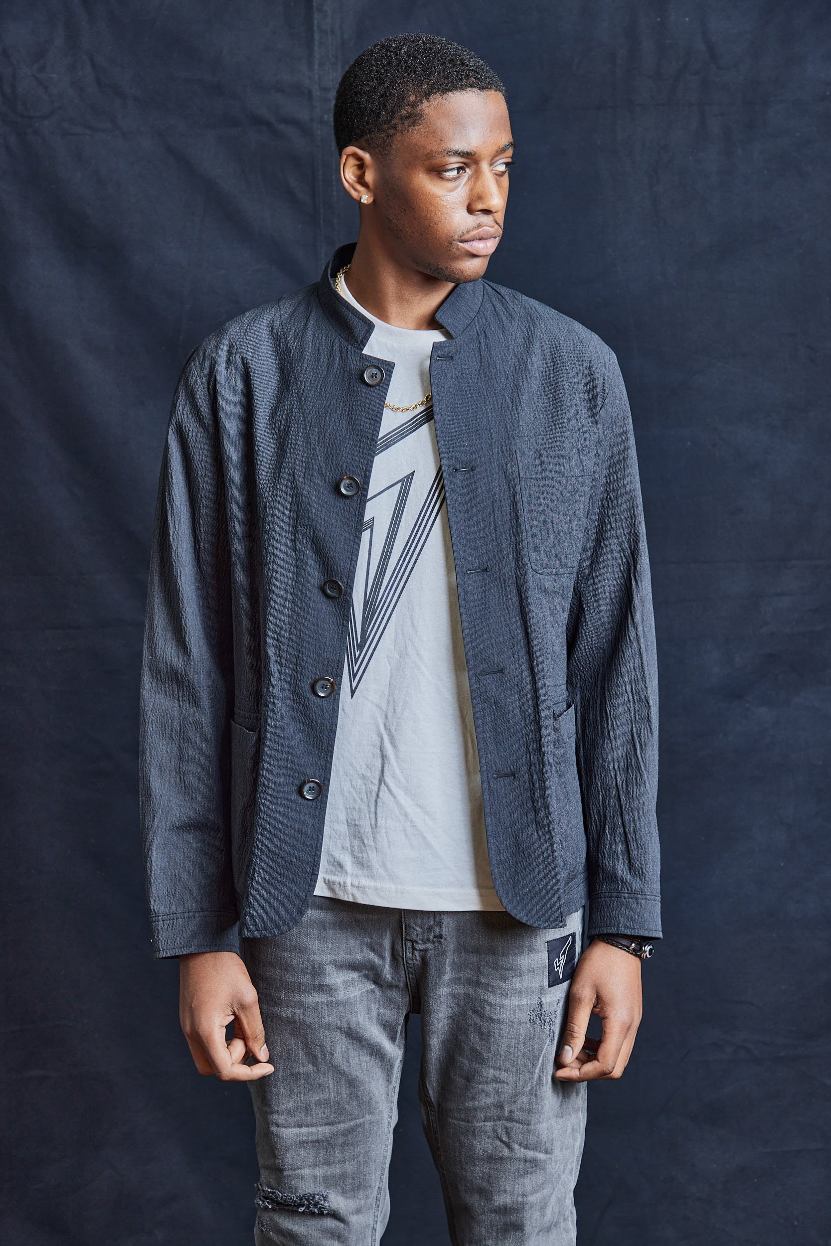 Mens Seersucker Jacket in Navy – Stuart Trevor