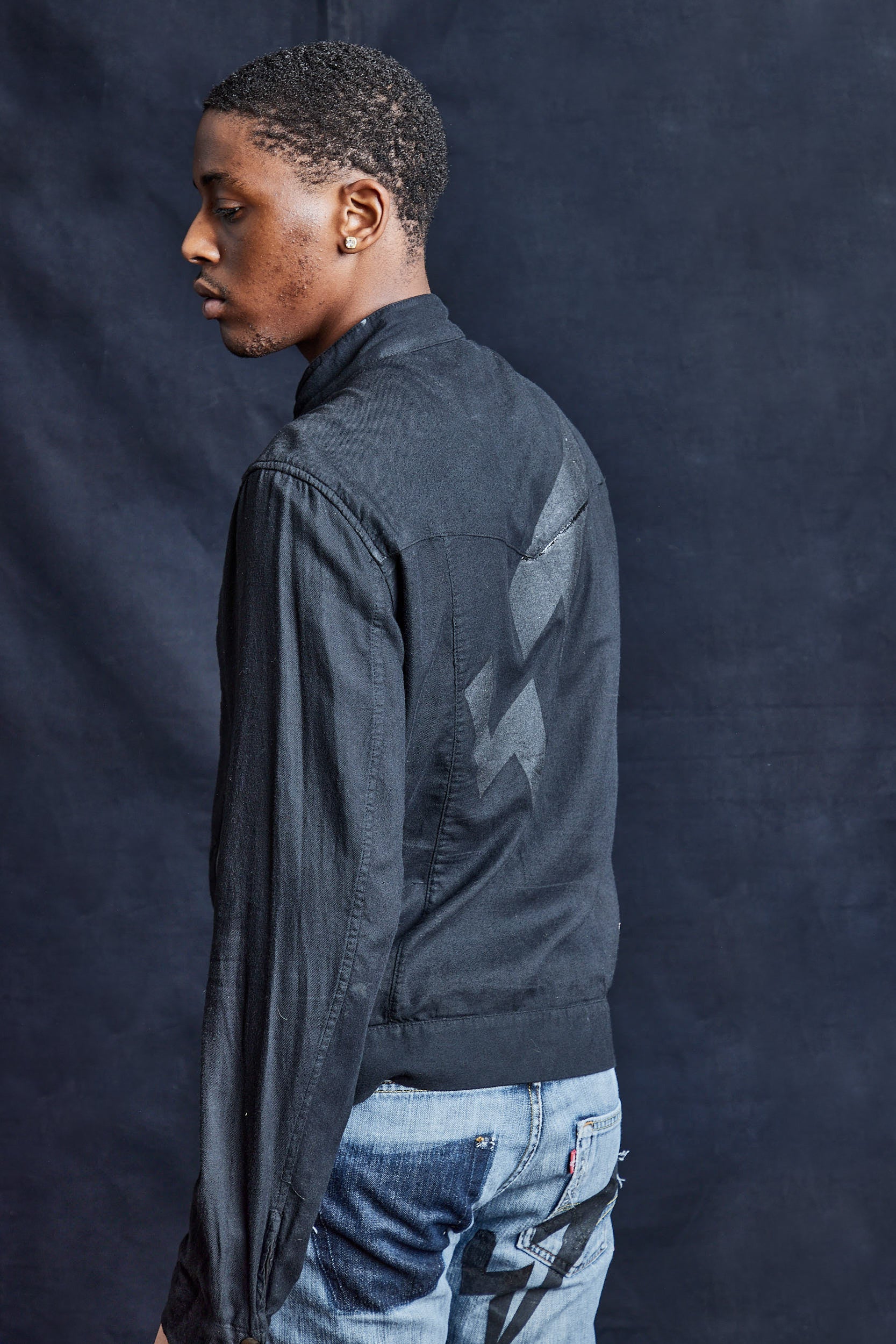 Black 0044 Double Breasted Biker – STUART TREVOR