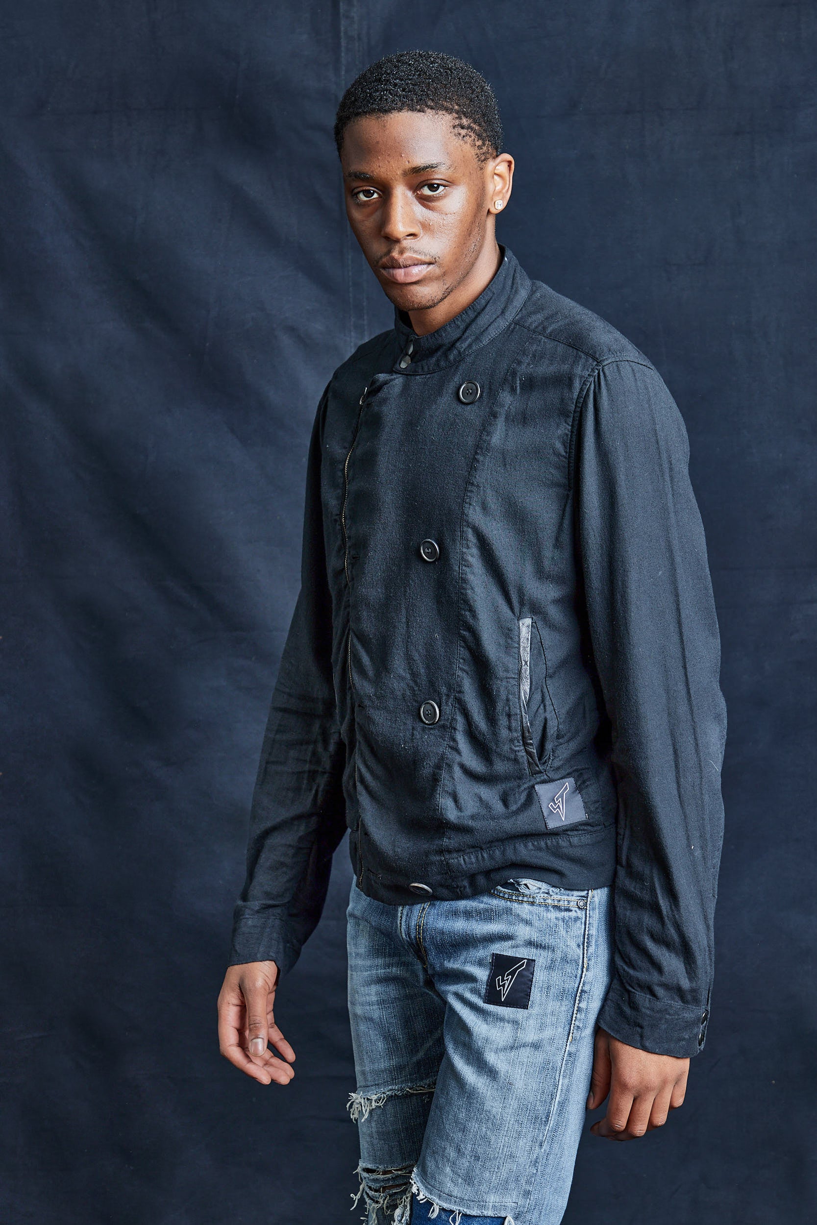 Black 0044 Double Breasted Biker – STUART TREVOR